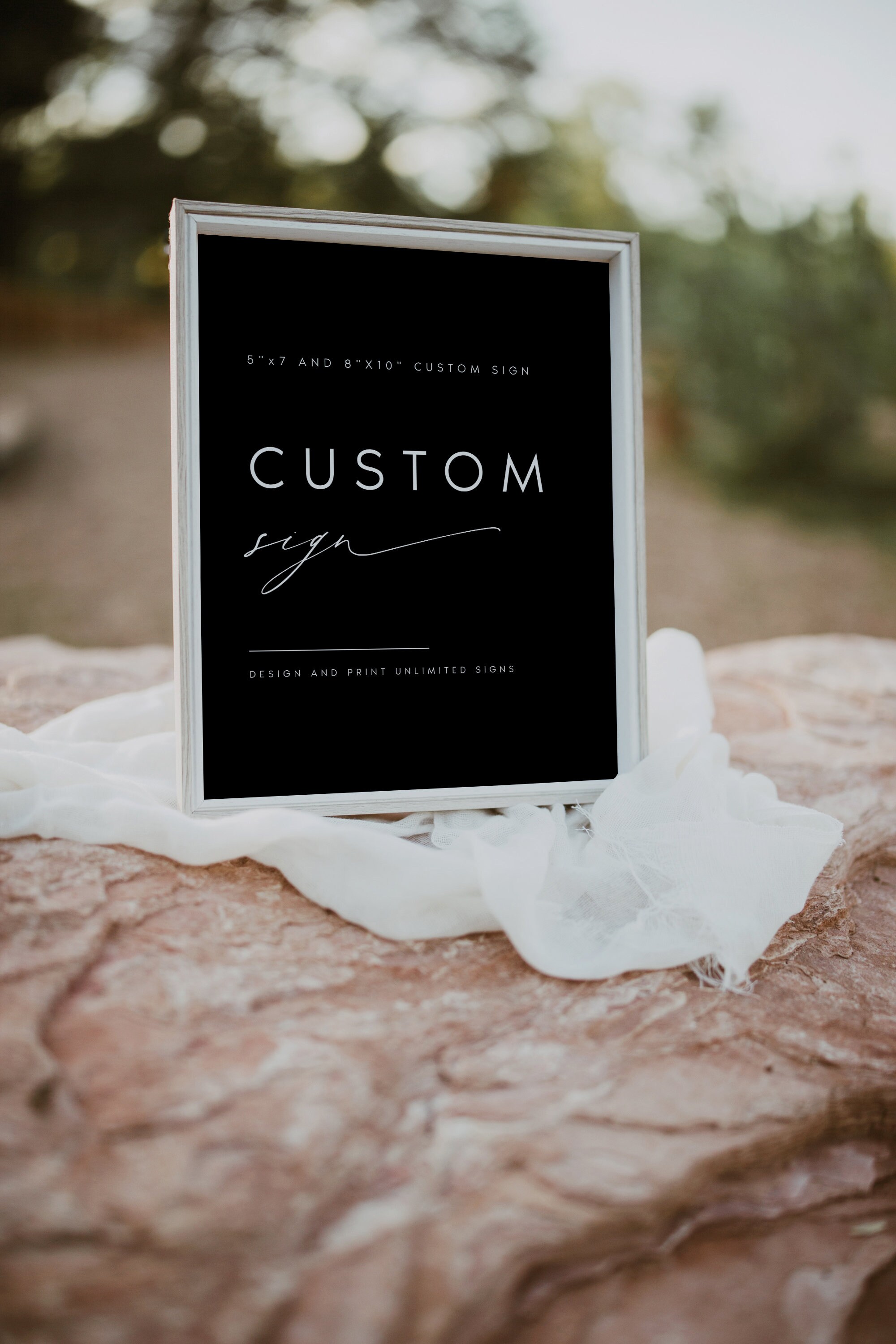 Modern Black Wedding Sign Template, Minimalist Custom Printable (5x7 ...