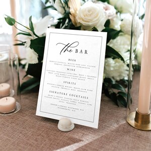 Elegant Bar Sign Template, Modern Wedding Bar Sign, Minimalist Wedding ...