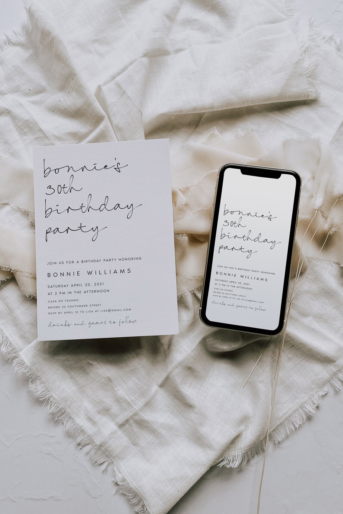 Modern Minimalist Birthday Invitation Template (instant Download ...