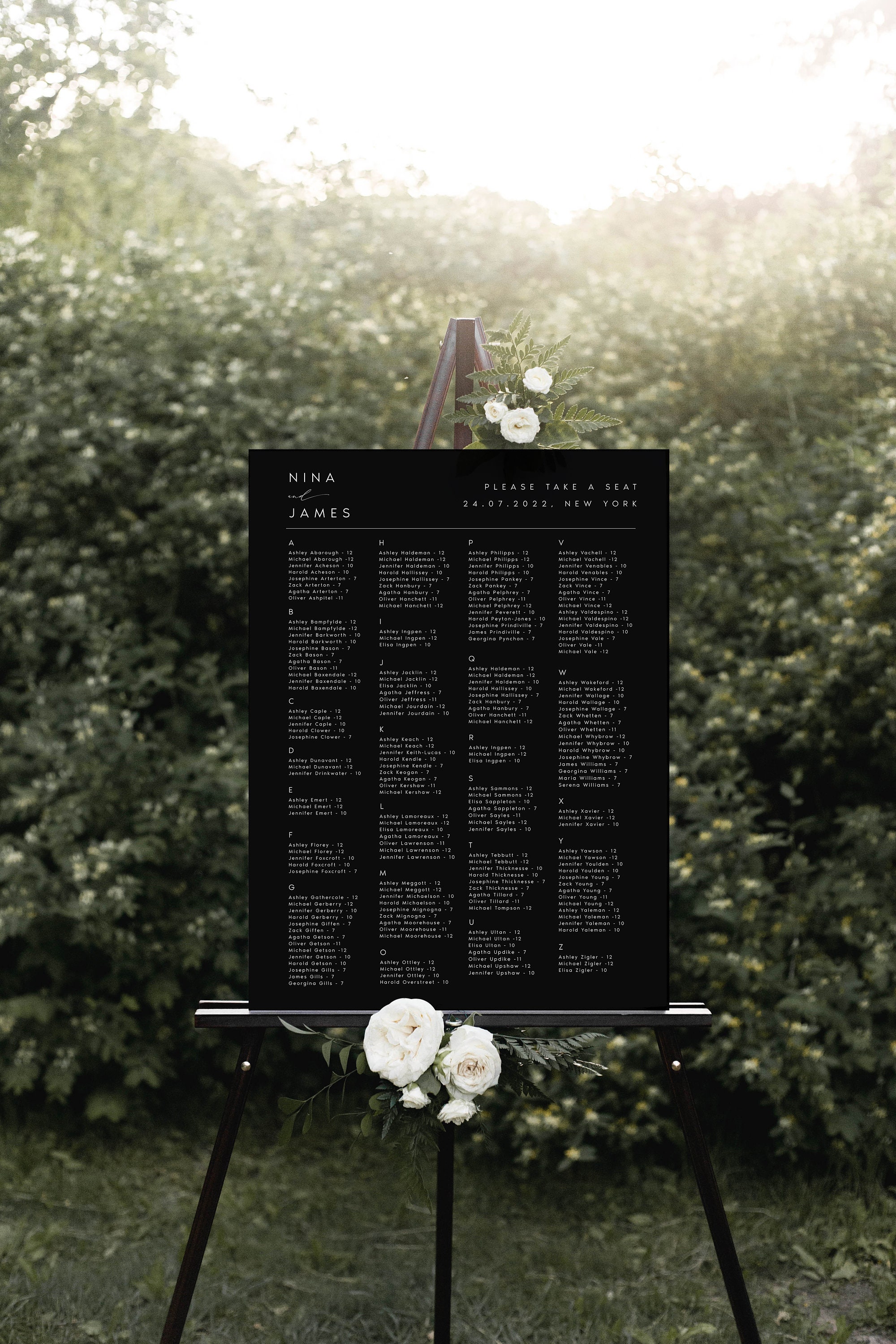 Modern Black Seating Chart Template Minimalist Editable | Etsy