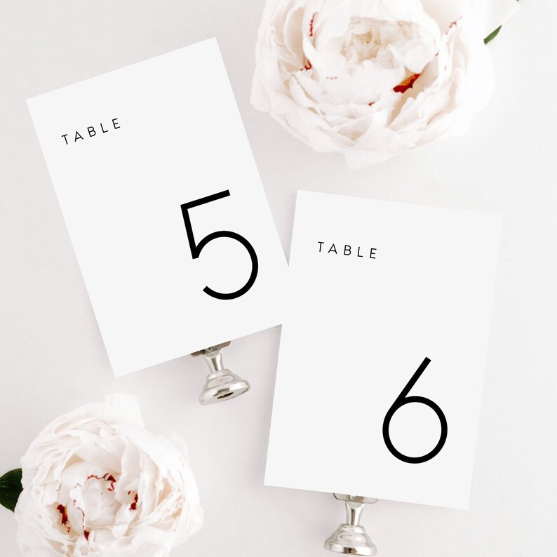 Minimalist Modern Table Number Template Elegant Printable - Etsy UK