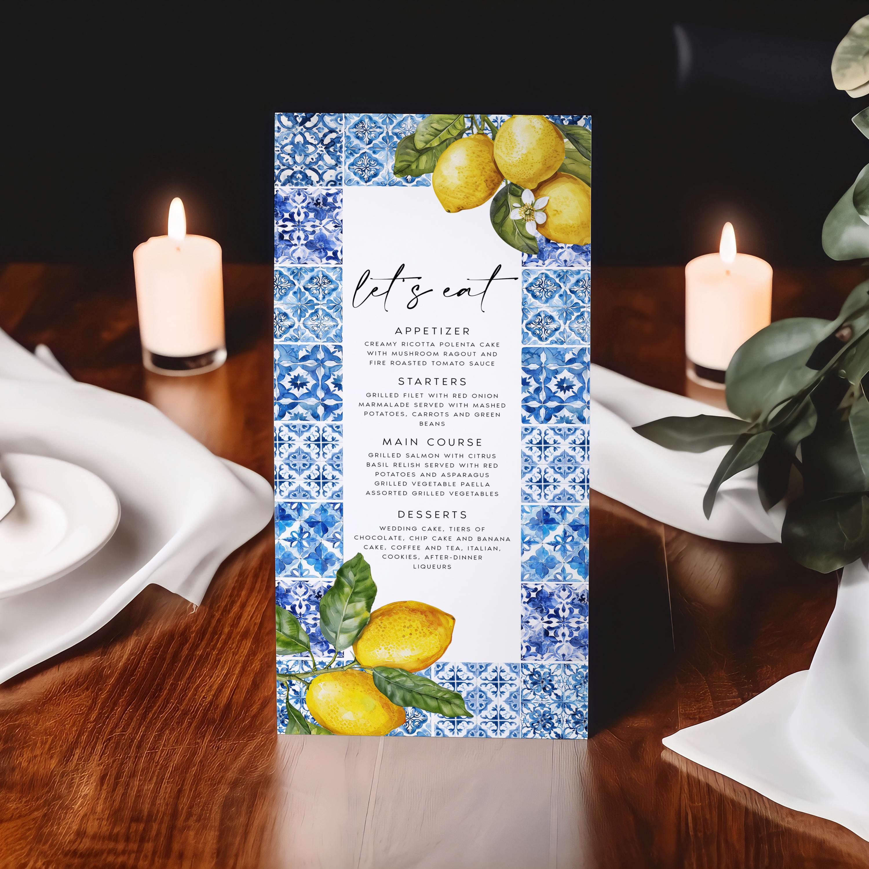 Mediterranean Wedding Menu Template Instant Download, Wedding Menu ...