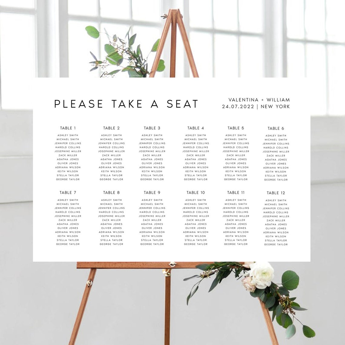 Seating Chart Template Minimalist Modern Printable Seating - Etsy