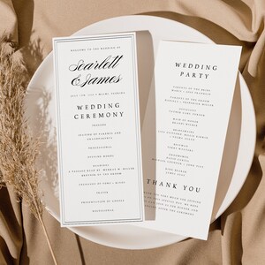 Classic Wedding Program Template, Elegant Wedding Program Printable, DIY Wedding Programs ...