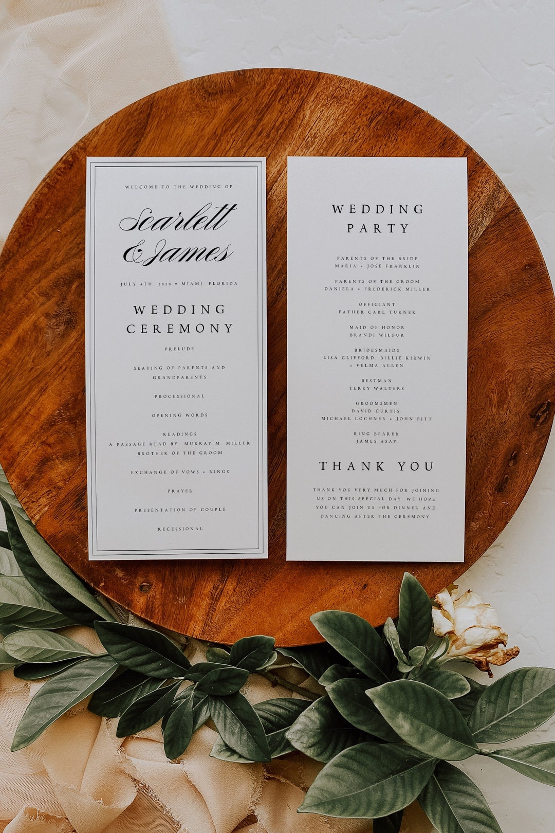 Classic Wedding Program Template, Elegant Wedding Program Printable ...
