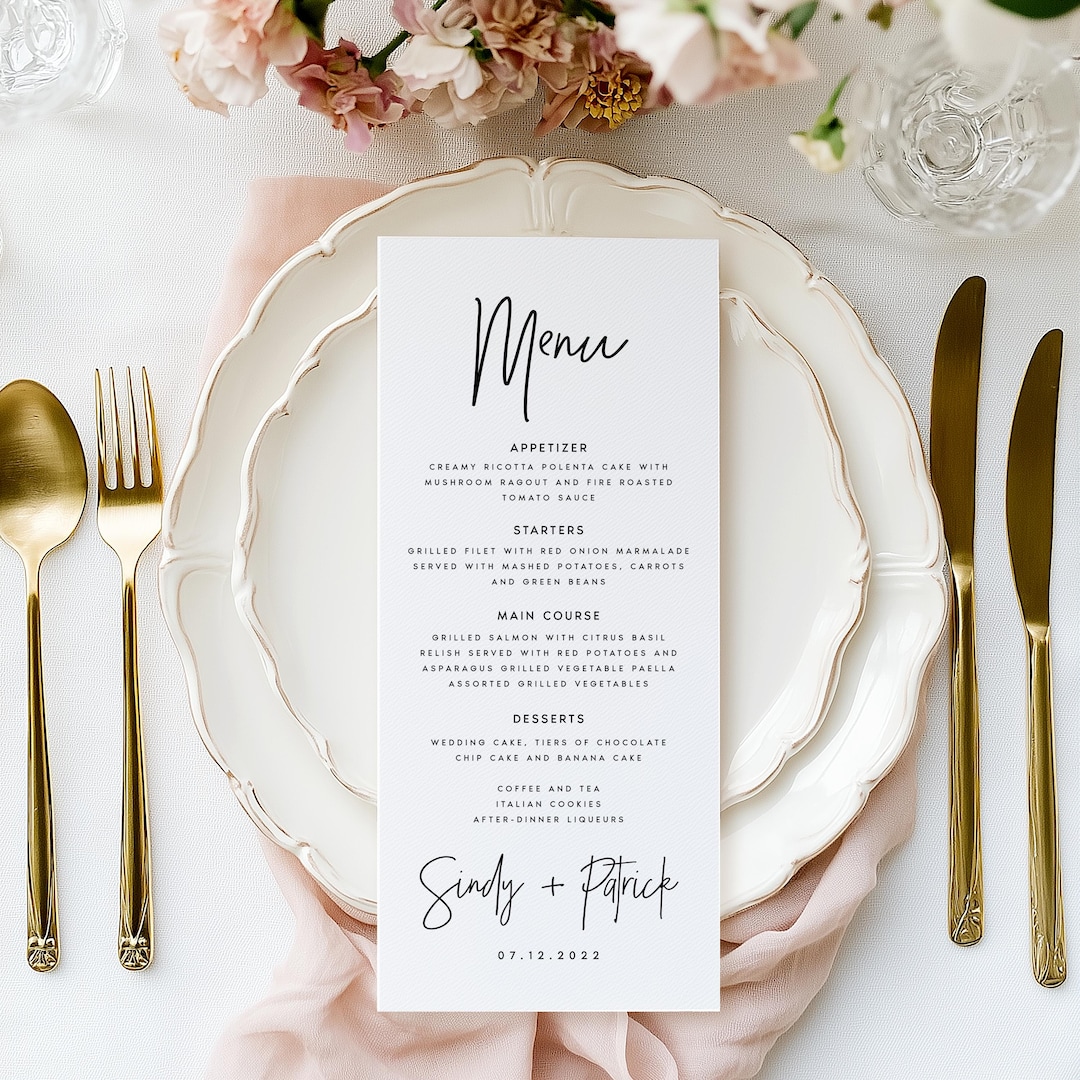Wedding Menu Cards, Printed Wedding Menus, Modern Wedding Menus ...