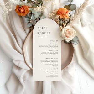 Arch Shape Wedding Menu Cards, Arch Shaped Dinner Menus, Printed Menus ...
