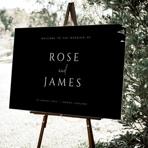 Black Wedding Welcome Sign Template, Minimalist Welcome Wedding Sign ...