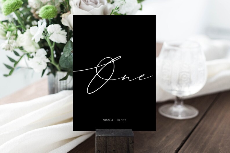 Modern Calligraphy Wedding Table Number Template, Elegant Script ...