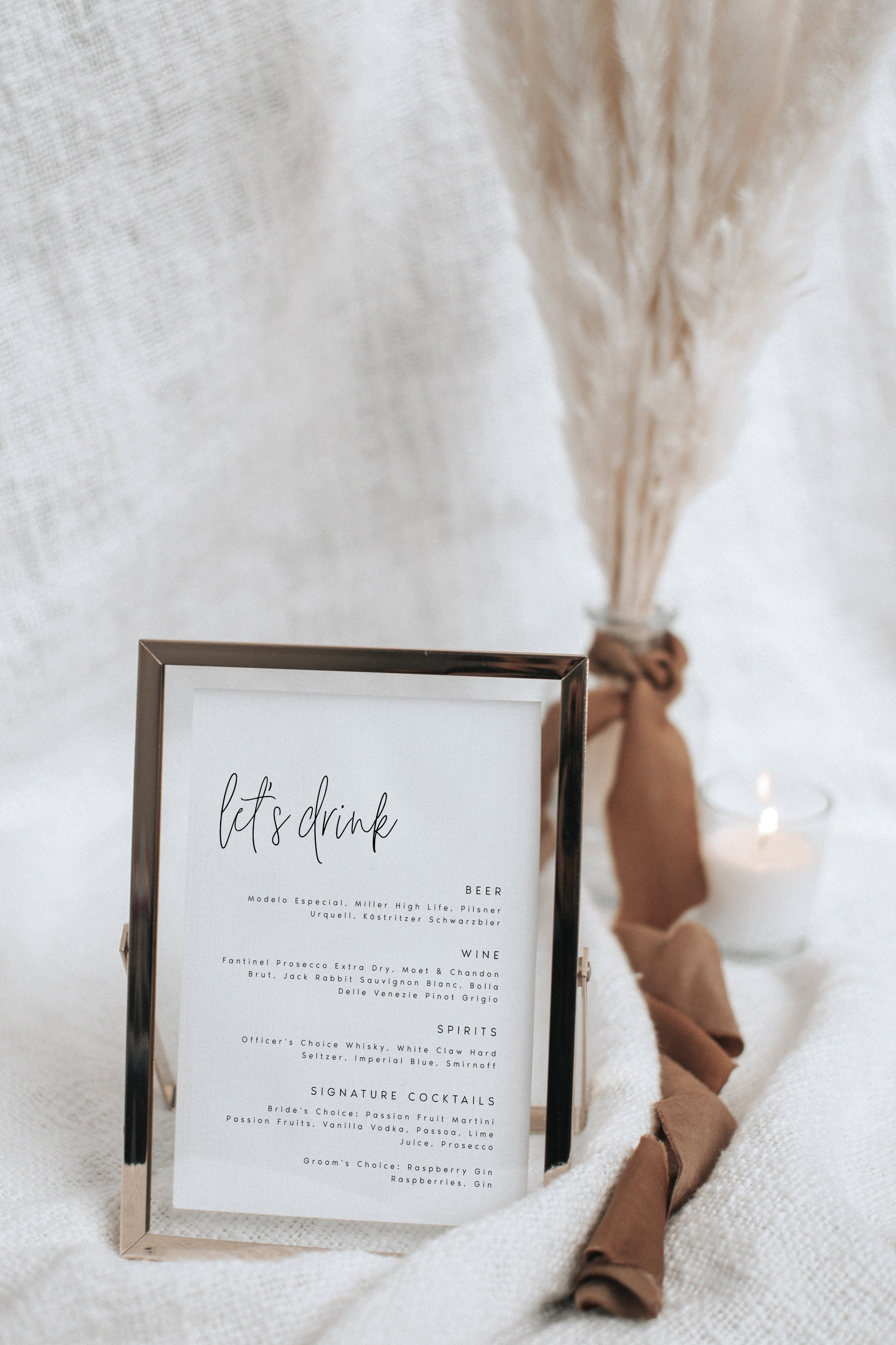 Tabletop Drinks Menu Sign Template Wedding Drink Menu Sign - Etsy