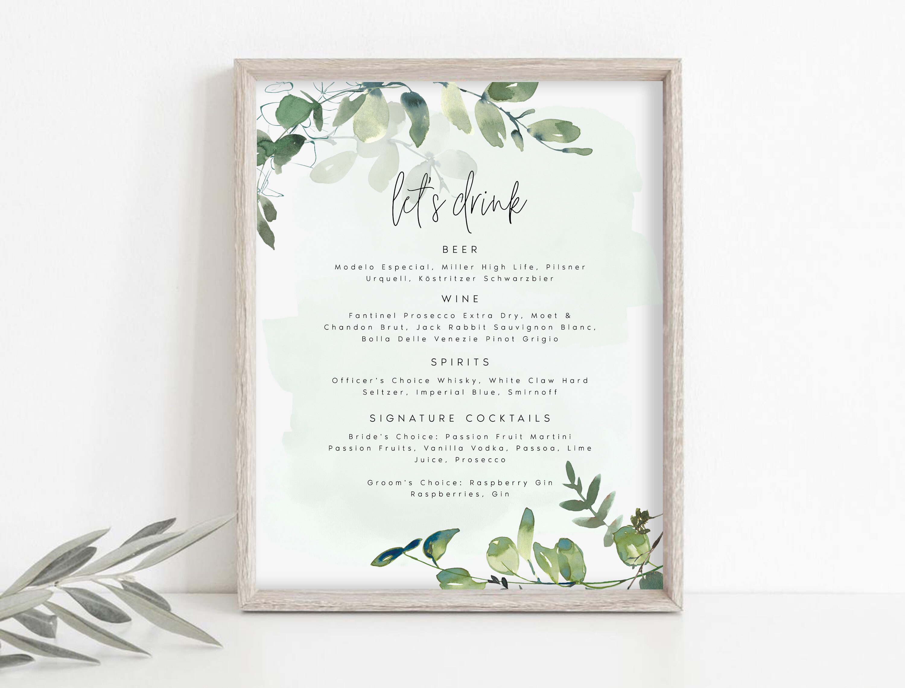 Plantilla de letrero de menú de bebidas de mesa letrero de - Etsy México