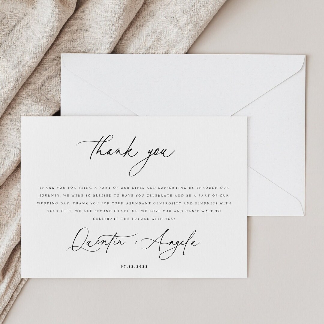 Classic Thank You Card Template, Modern Flat Thank You Card, Script ...