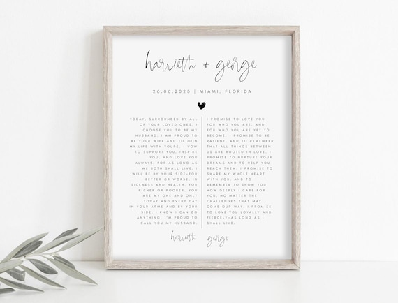 Editable Modern Wedding Vows Sign Template DIY Minimalist - Etsy Israel