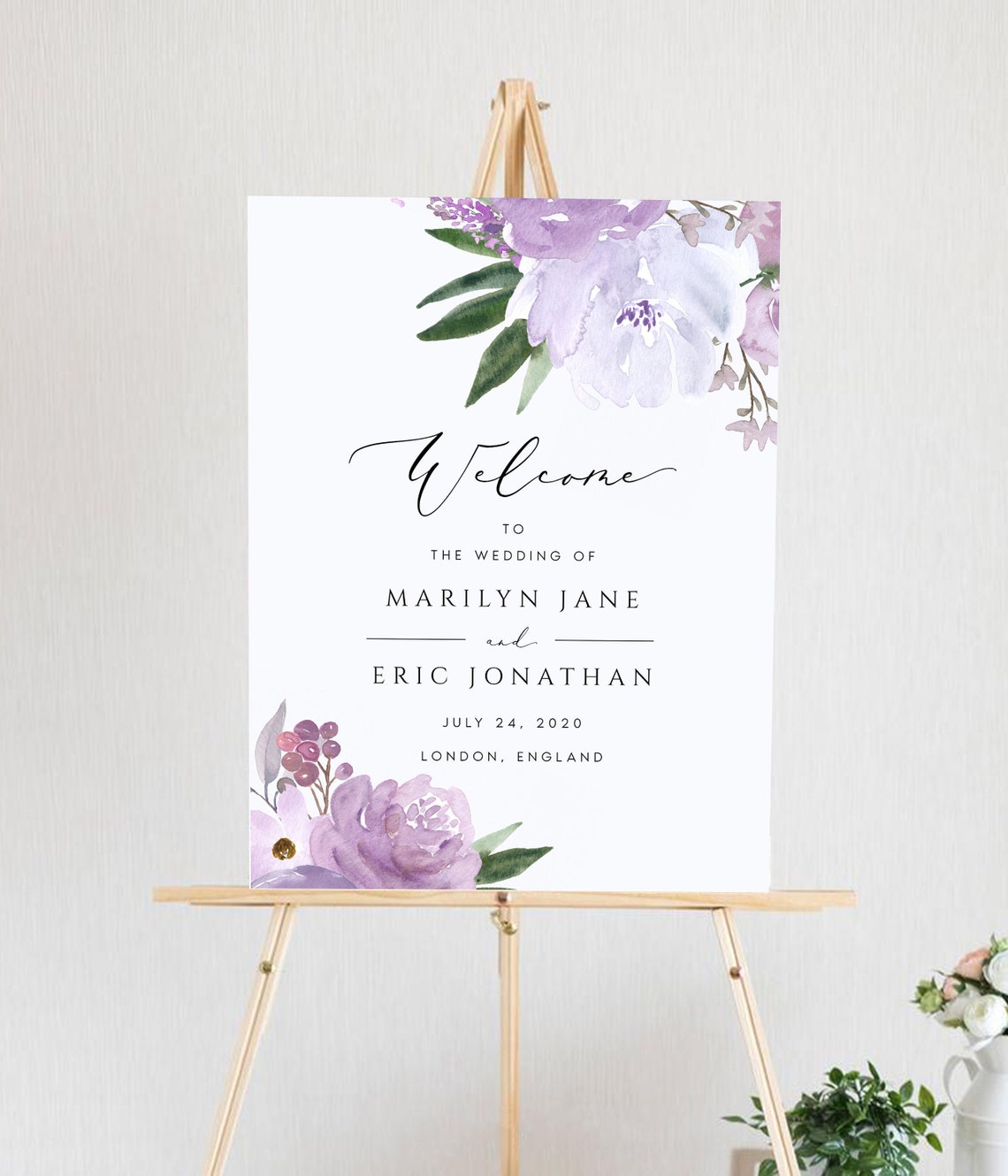 Lavender Floral Wedding Welcome Sign Template (digital Download ...