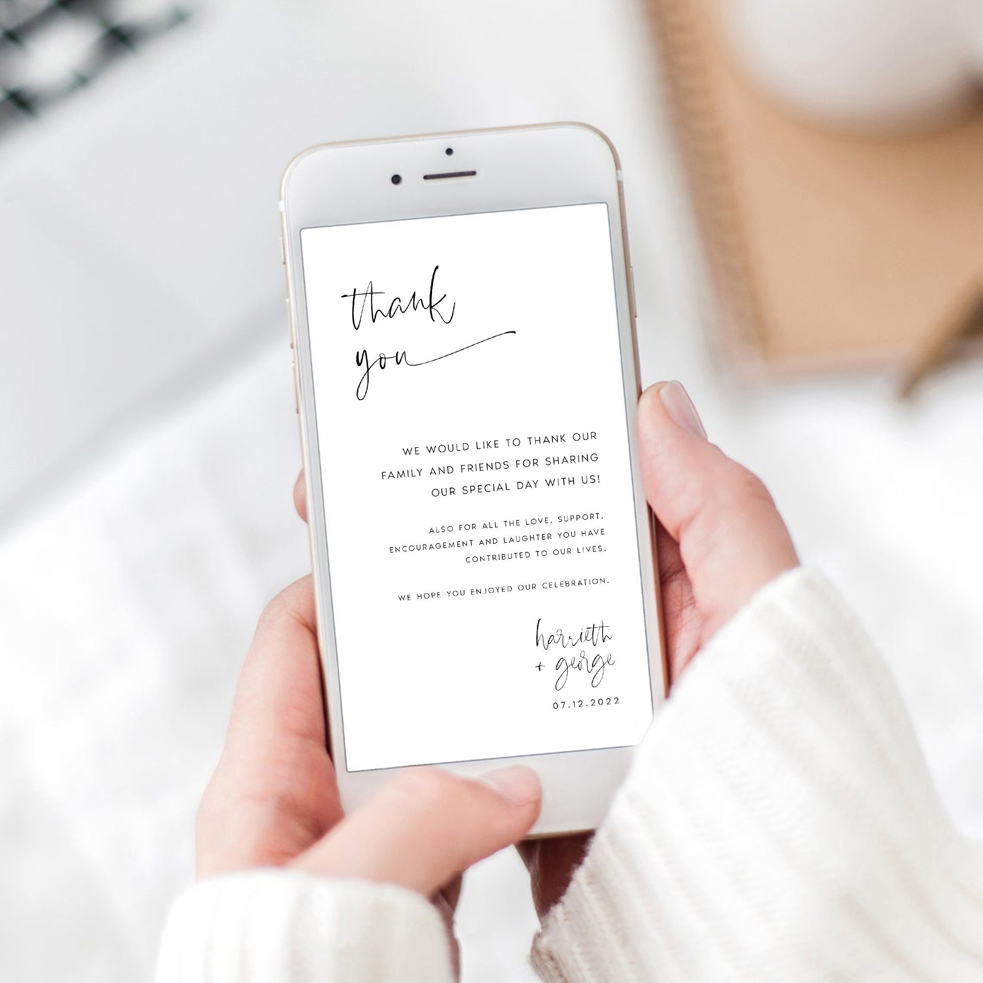 Electronic Thank You Note Template Modern Wedding Thank You - Etsy