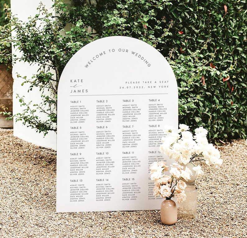 Arch Wedding Seating Chart Template, Editable Minimalist Seating Plan ...