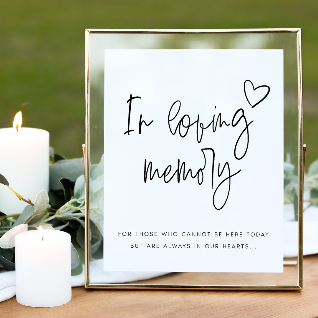 In Loving Memory Wedding Sign Template, Wedding Memorial Sign, Memorial ...