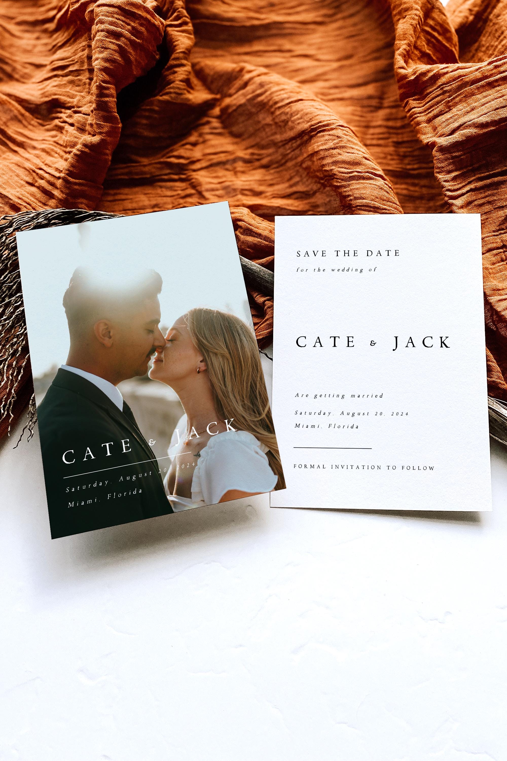PRINTED Double-sided Modern Photo Save the Date Cards, Minimalist ...