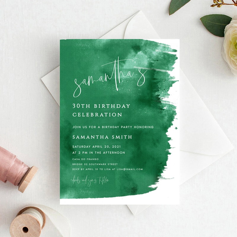Green Party Invitations - Etsy