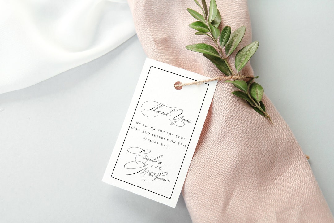 Elegant Wedding Favor Tag Template, Classic Thank You Design (instant ...