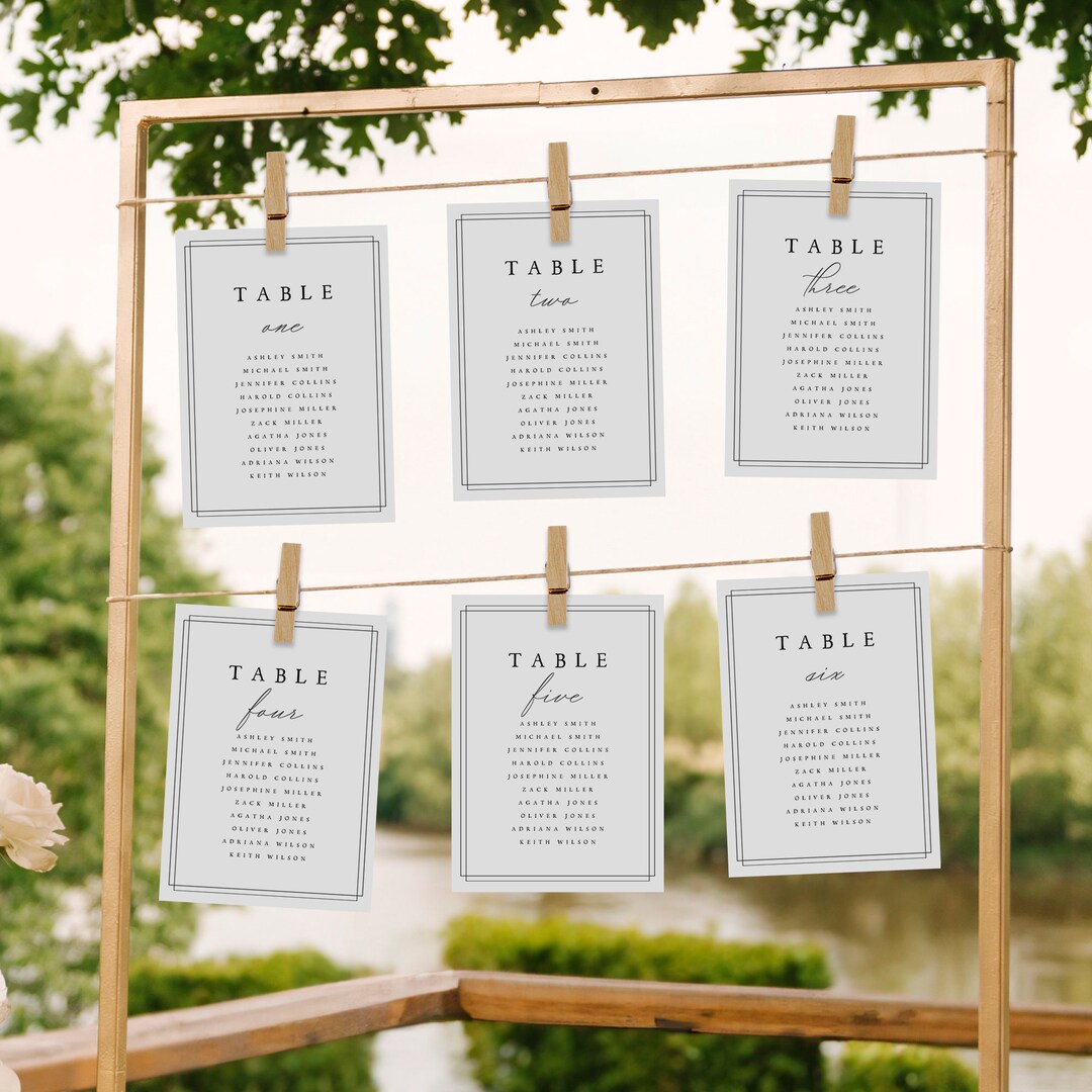 Wedding Table Cards, Wedding Seating Chart Template, Seating Chart ...