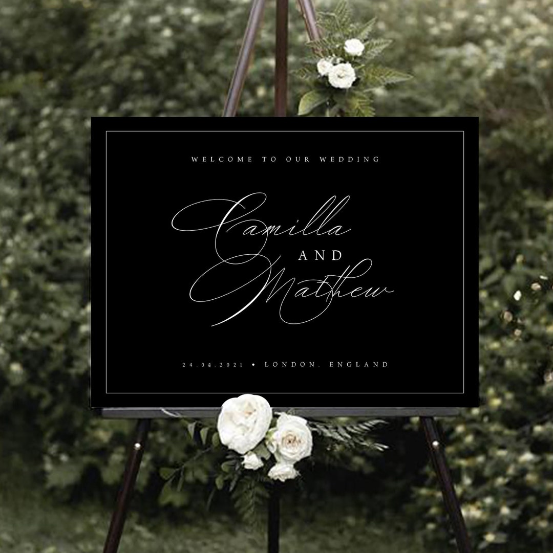 Elegant Black Wedding Welcome Sign Template (digital Download) CMLA - Etsy