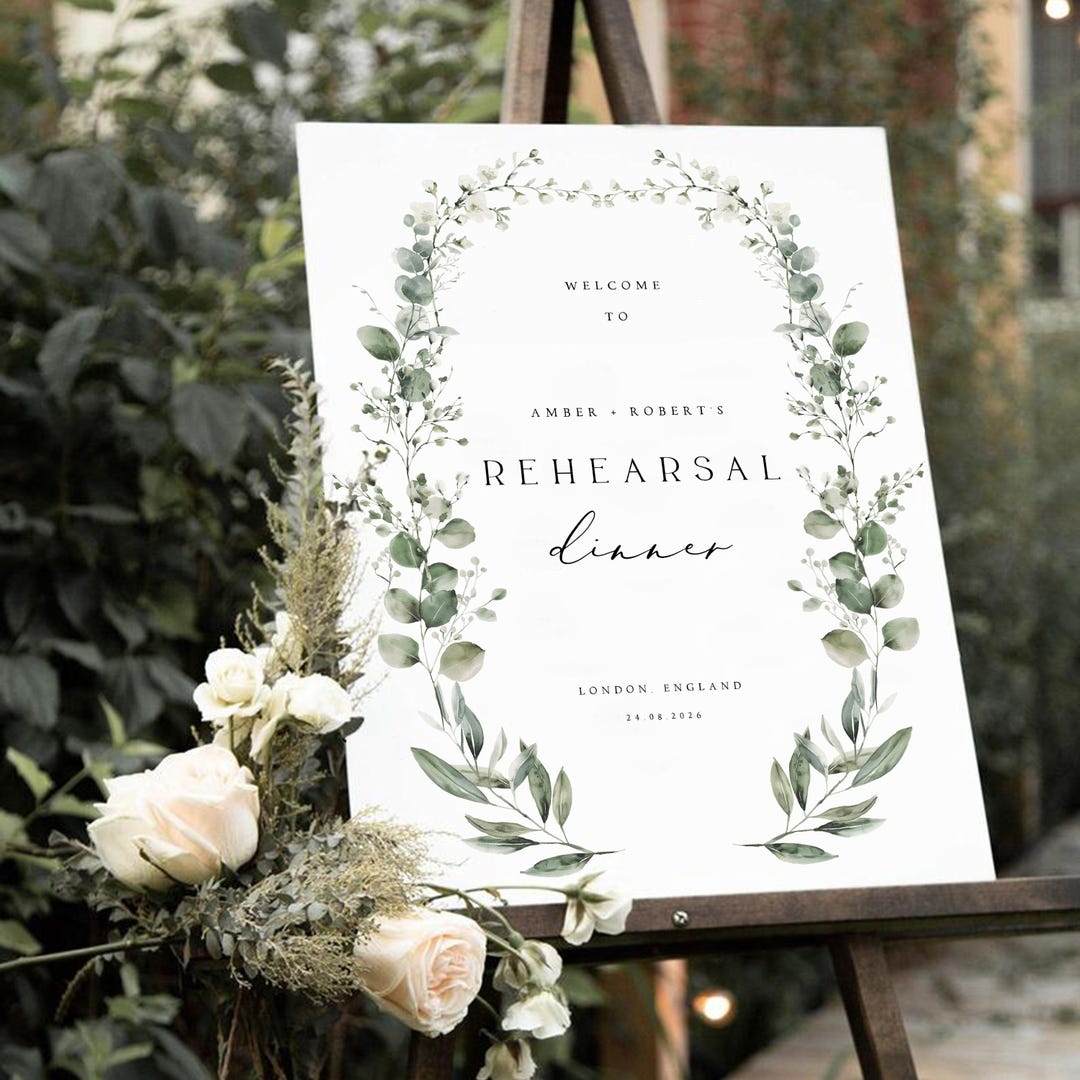 Rehearsal Dinner Welcome Sign Template, Greenery the Night Before ...