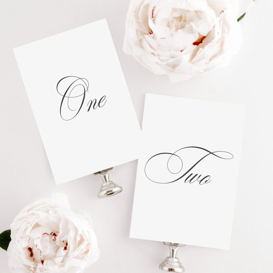 Wedding Table Number Template, Calligraphy Table Numbers Template ...