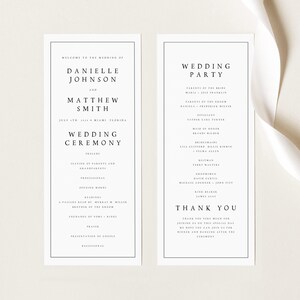 Modern Wedding Program Template, Minimalist Order of Service, Printable ...