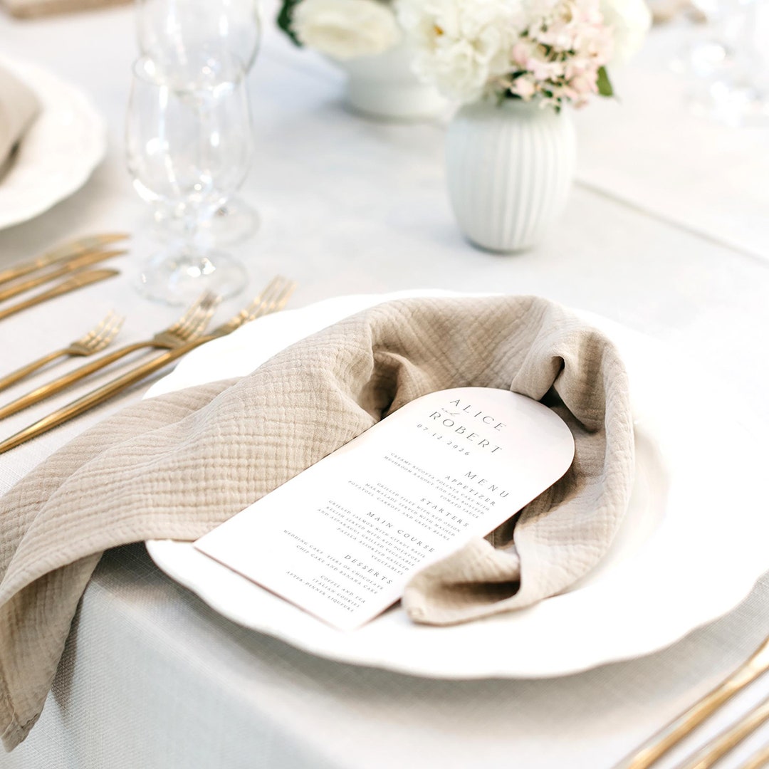 Arch Shape Wedding Menu Cards, Arch Shaped Dinner Menus, Printed Menus ...