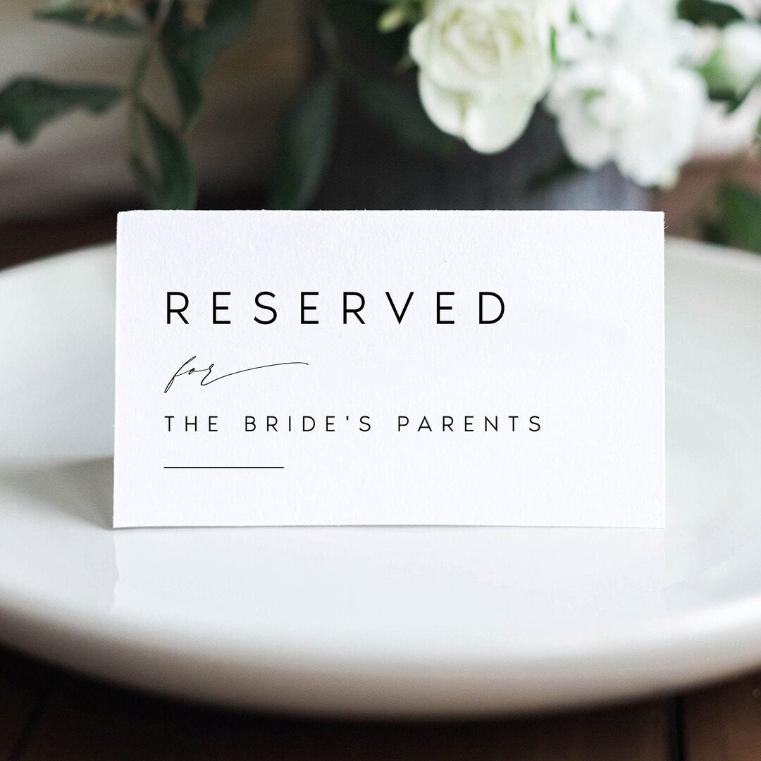 Reserved Sign Template, Editable Minimalist Wedding Reserved Sign ...