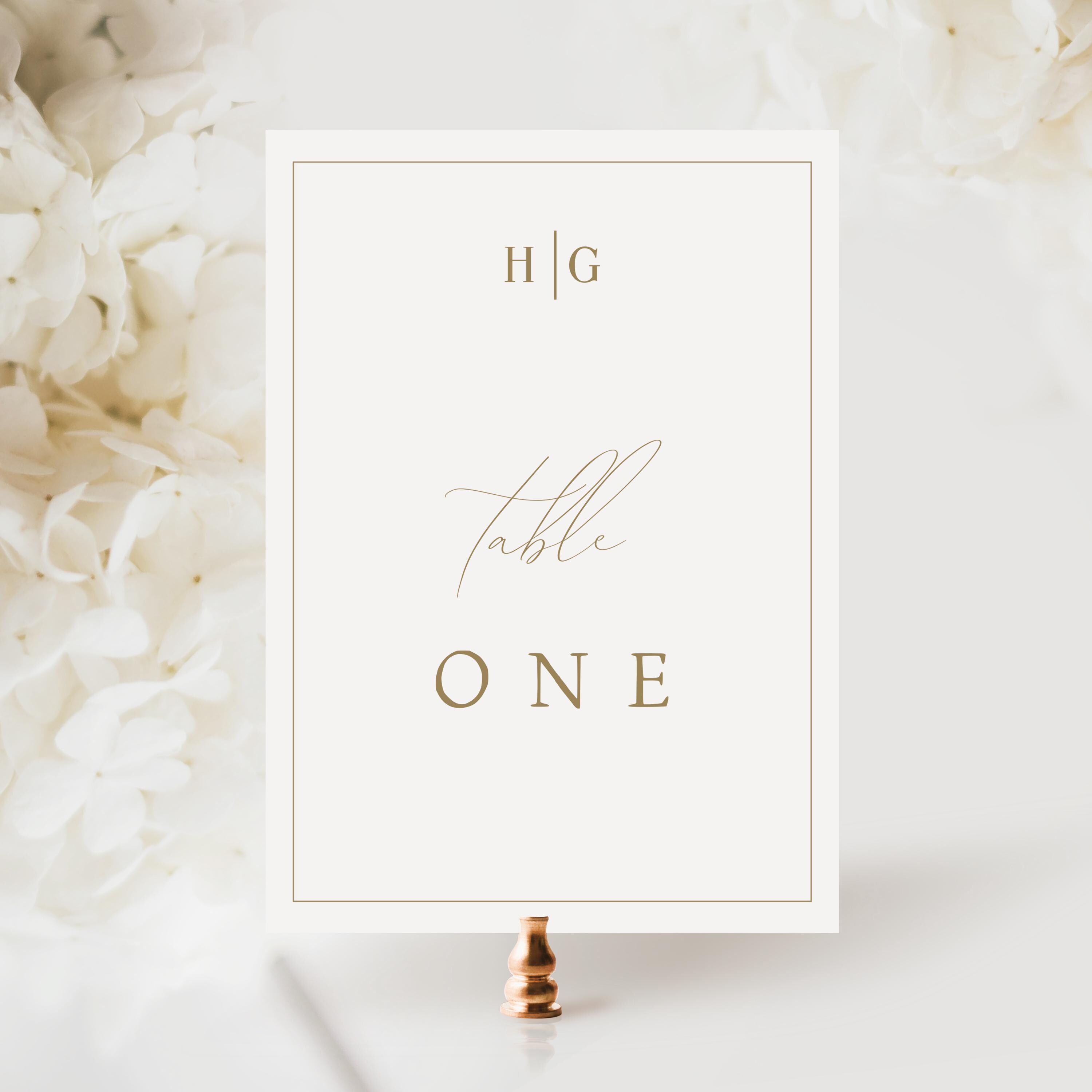 Faux Gold Wedding Table Numbers, Minimalist Calligraphy (digital ...