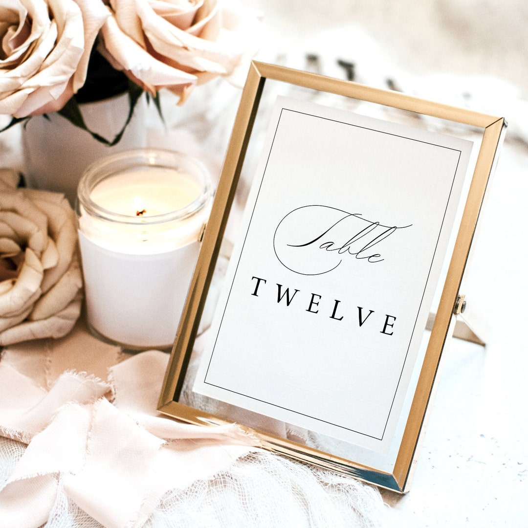 Wedding Table Number Sign Template, Elegant Classic Calligraphy ...