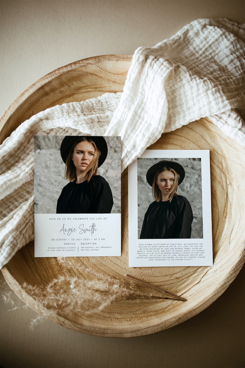 Double-sided Celebration of Life Template Minimalist Funeral - Etsy