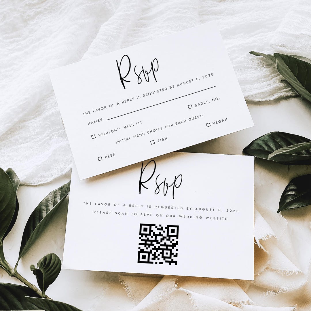 QR Code RSVP Card Template, Wedding Response, Online Reply Card, 100% ...