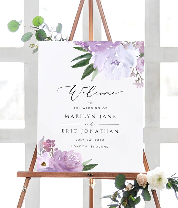 Welcome Sign Template Lavender Printable Wedding Poster | Etsy
