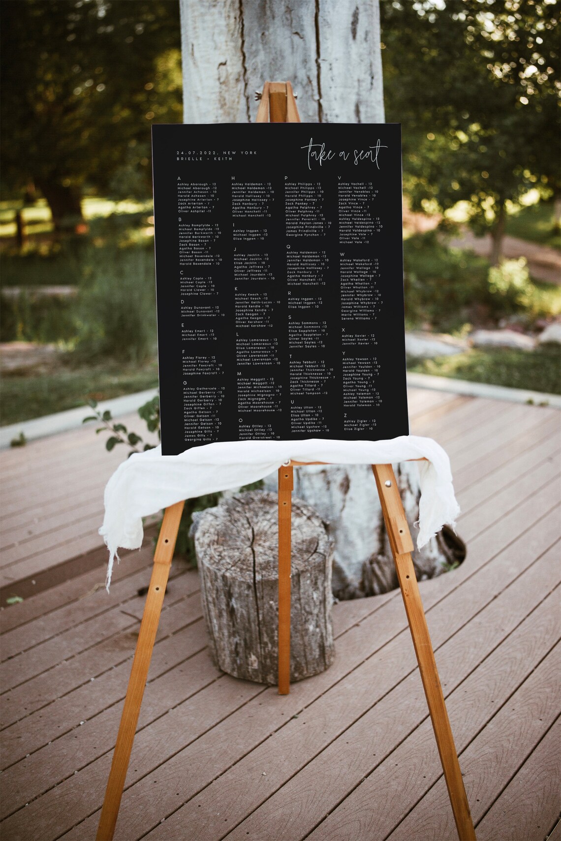 Black Modern Seating Chart Template, Minimal Editable Instant Download ...