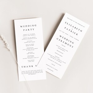 Modern Wedding Program Template, Minimalist Order of Service, Printable ...