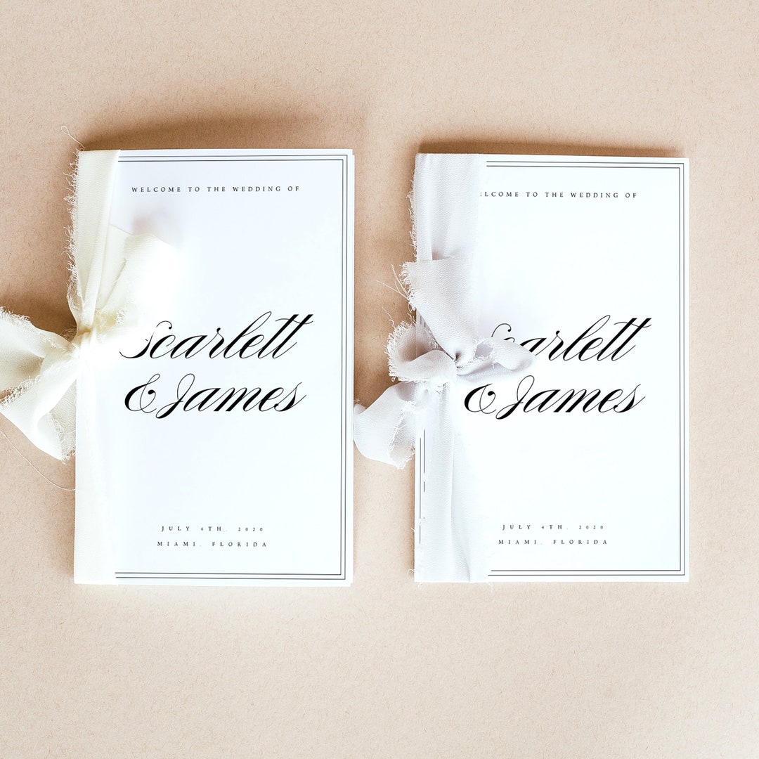 Wedding Program Booklet Template, Elegant Wedding Ceremony Program ...
