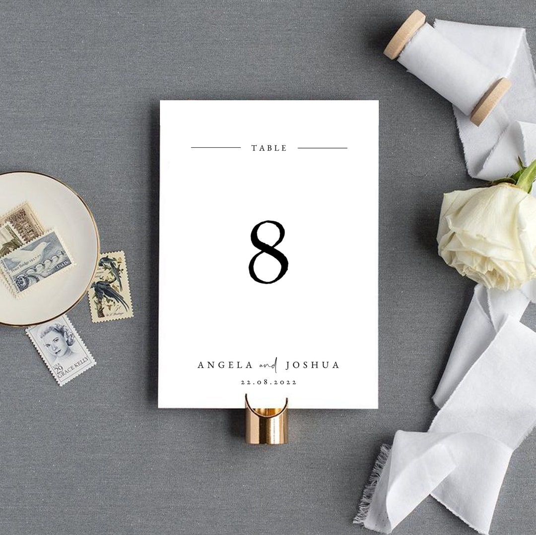 Modern Script Table Number Template, Elegant Calligraphy (digital ...
