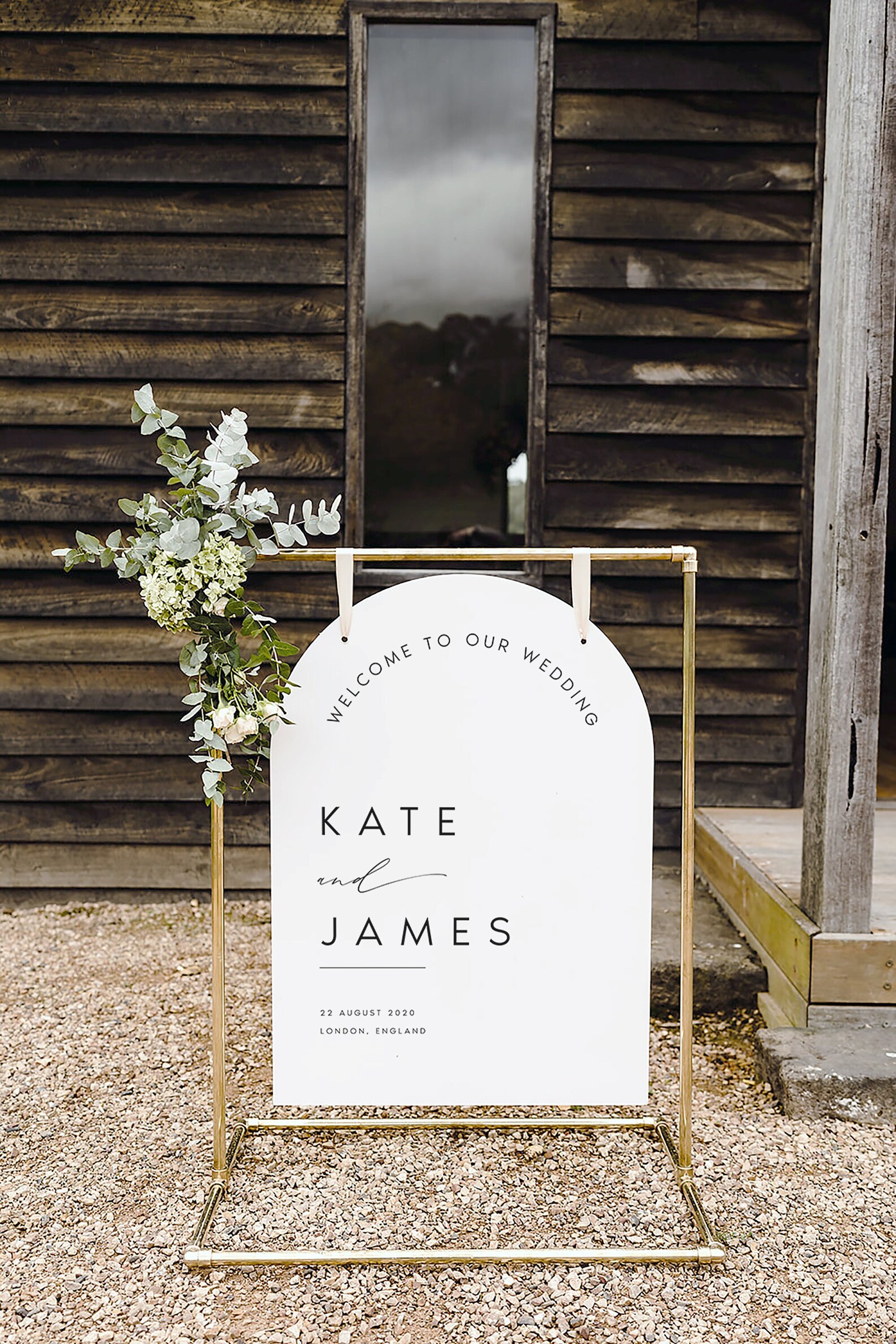 Arched Wedding Welcome Sign Template, Editable Minimalist Wedding Sign ...