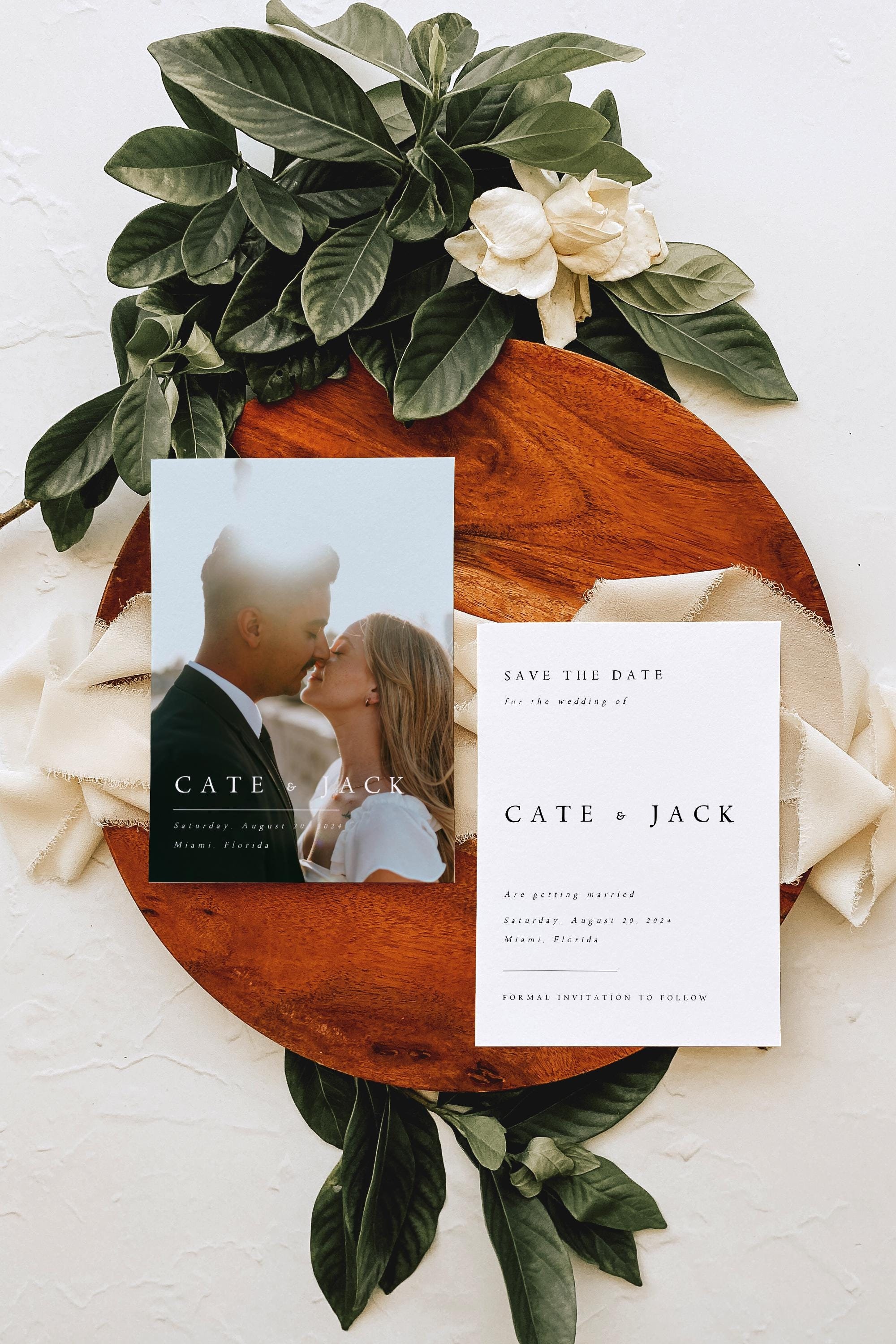 PRINTED Double-sided Modern Photo Save the Date Cards, Minimalist ...