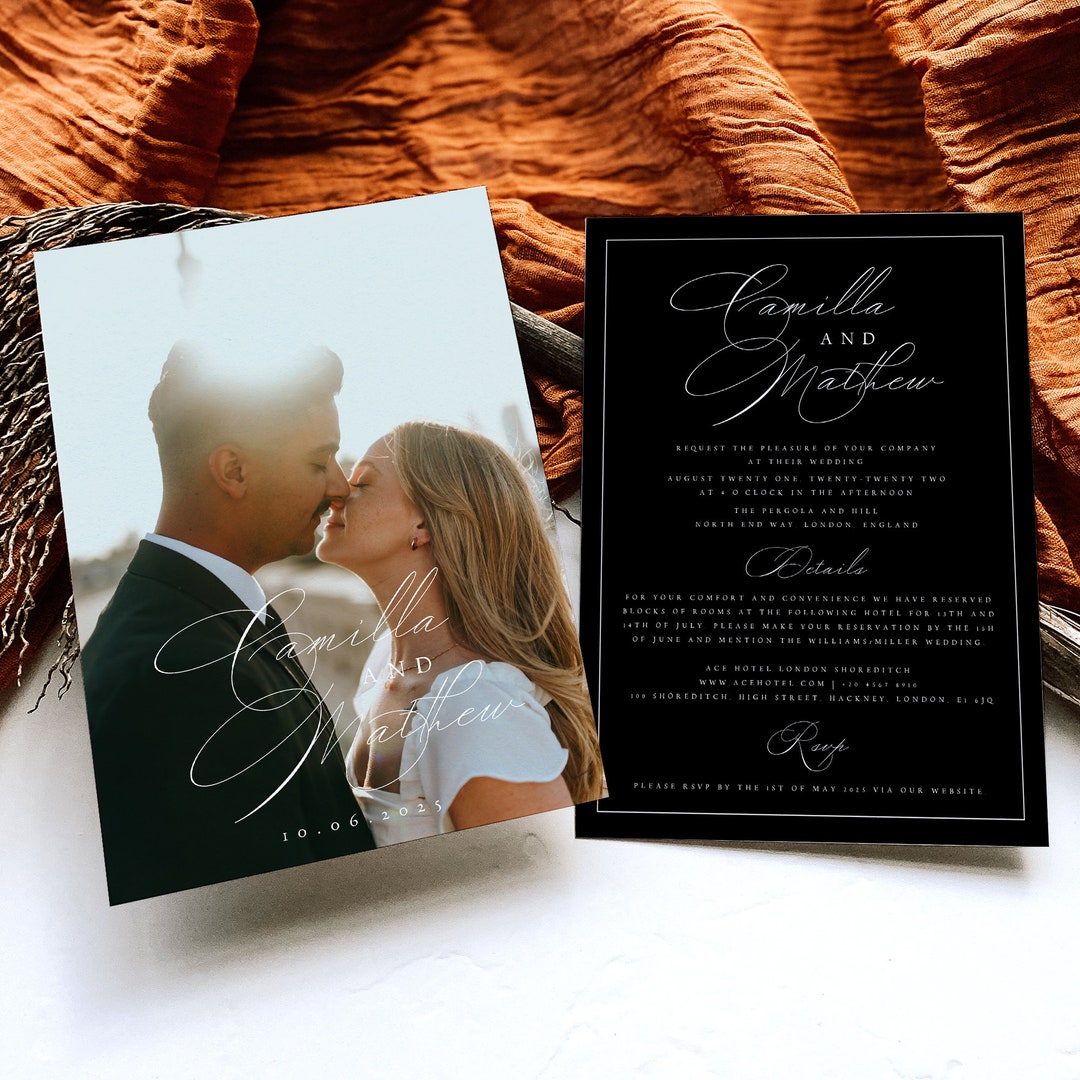 Modern Photo Wedding Invitation Template, Editable (digital Download ...