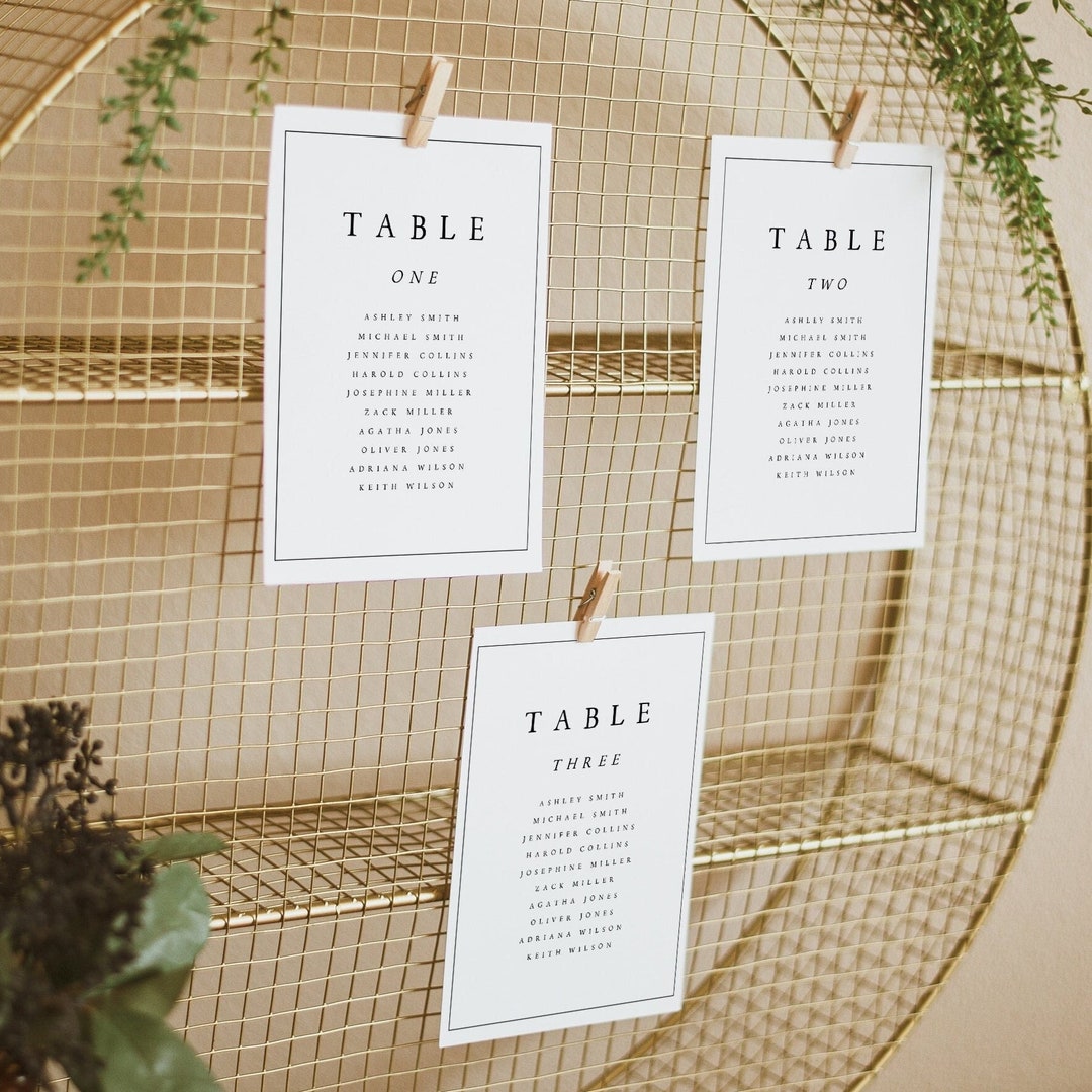 Minimalist Wedding Seating Card Template, Seating Plan, Editable ...