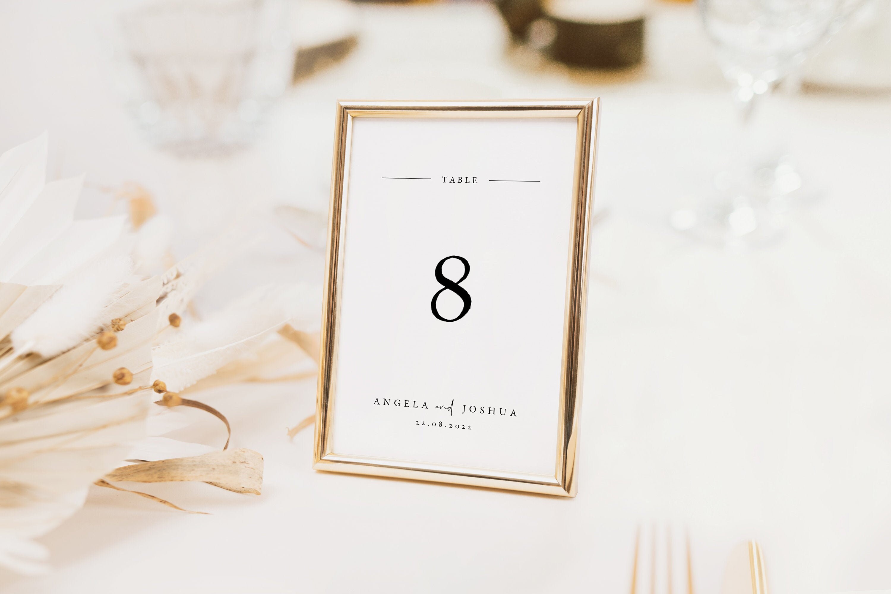 Printable Simple Wedding Table Number Card Template Templett INSTANT ...