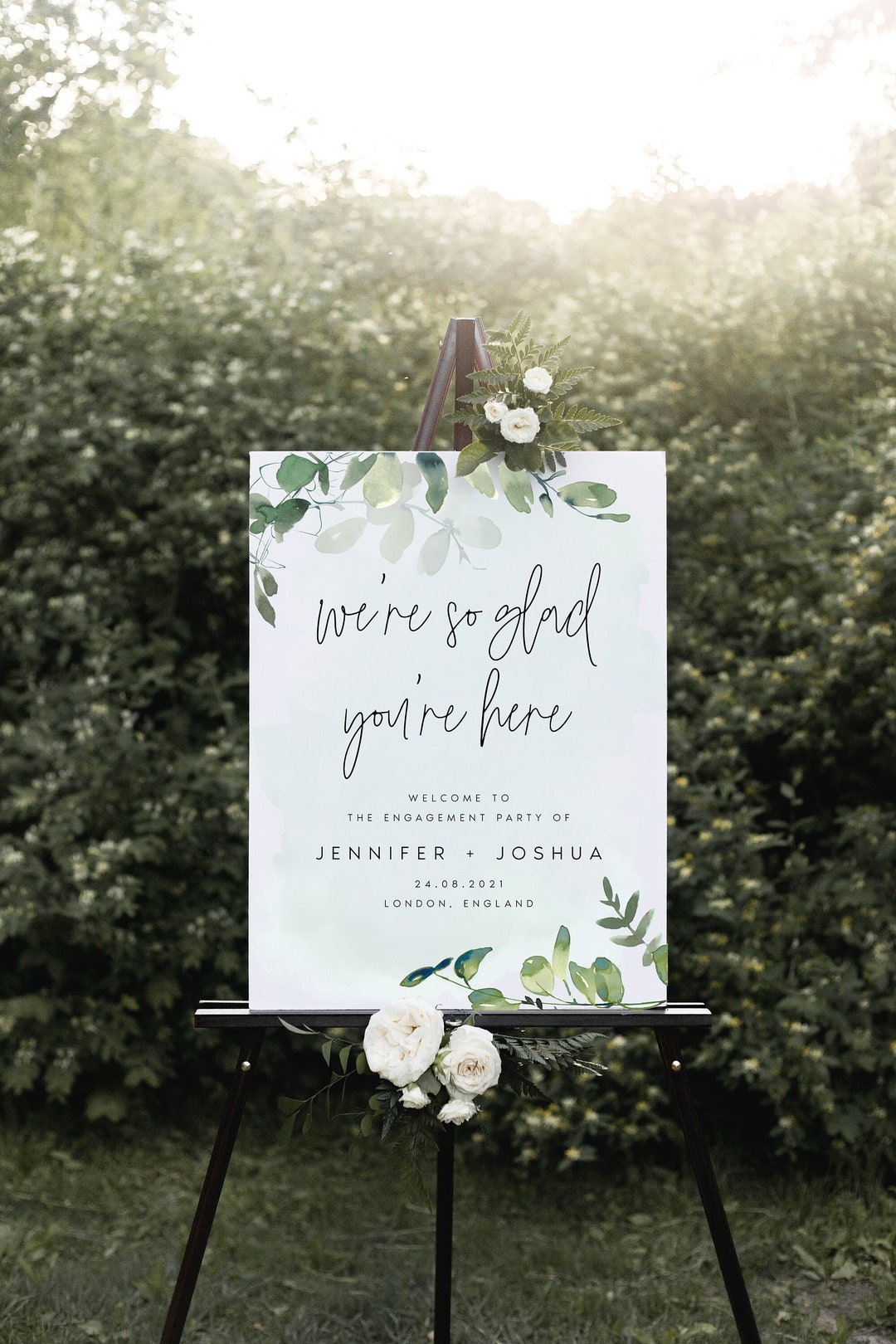 Foliage Greenery Engagement Welcome Sign Template (digital Download ...
