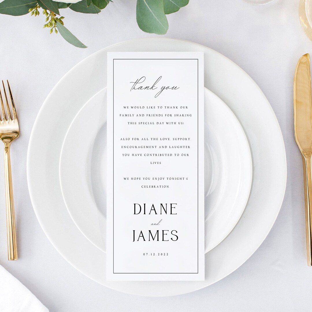 Wedding Thank You Note Template, Elegant Wedding Table Thank You Letter ...