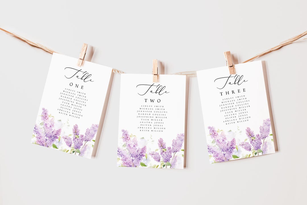 Lavender Floral Wedding Seating Chart Template (digital Download) ALCL ...