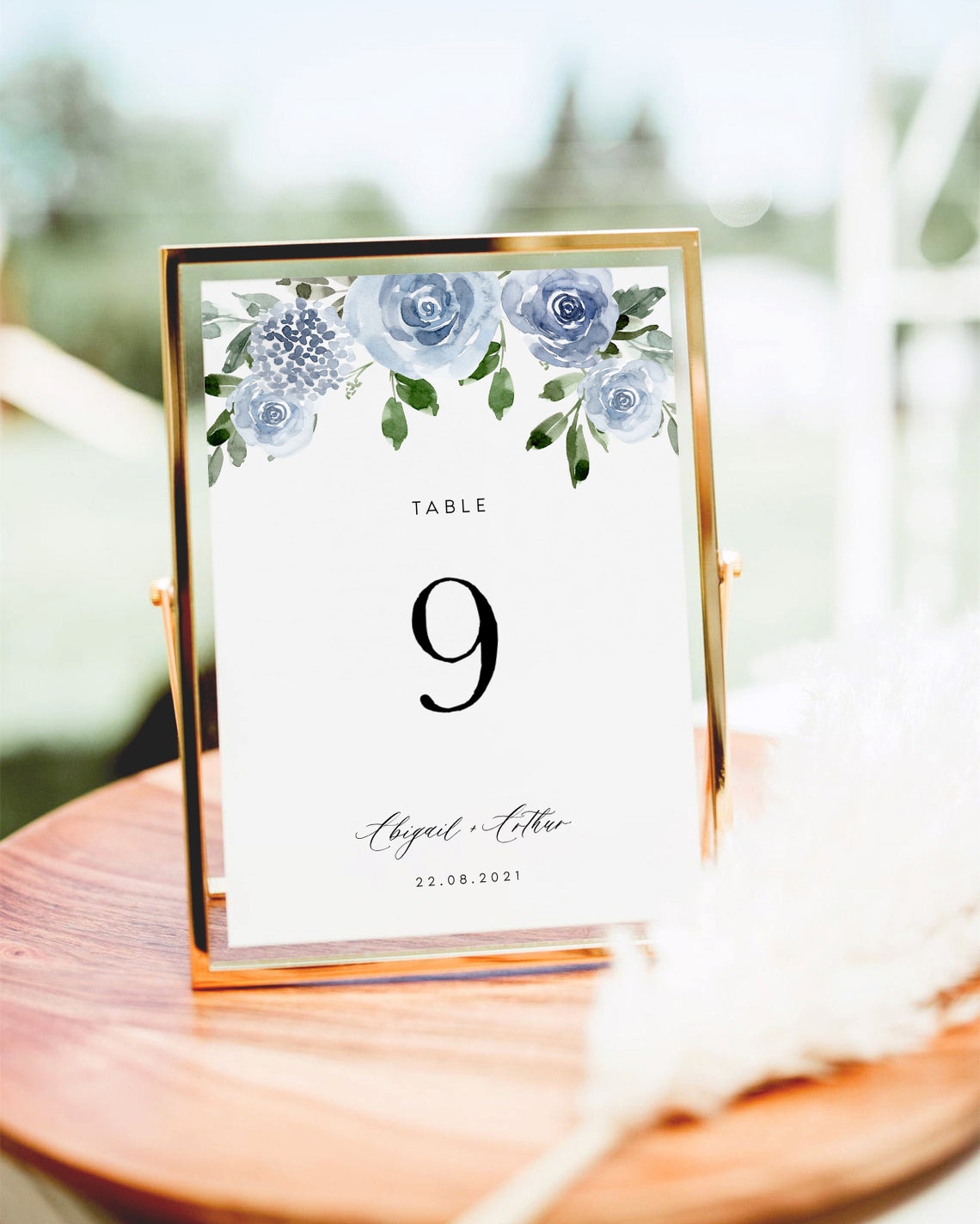 Dusty Blue Table Number Template Printable Wedding | Etsy