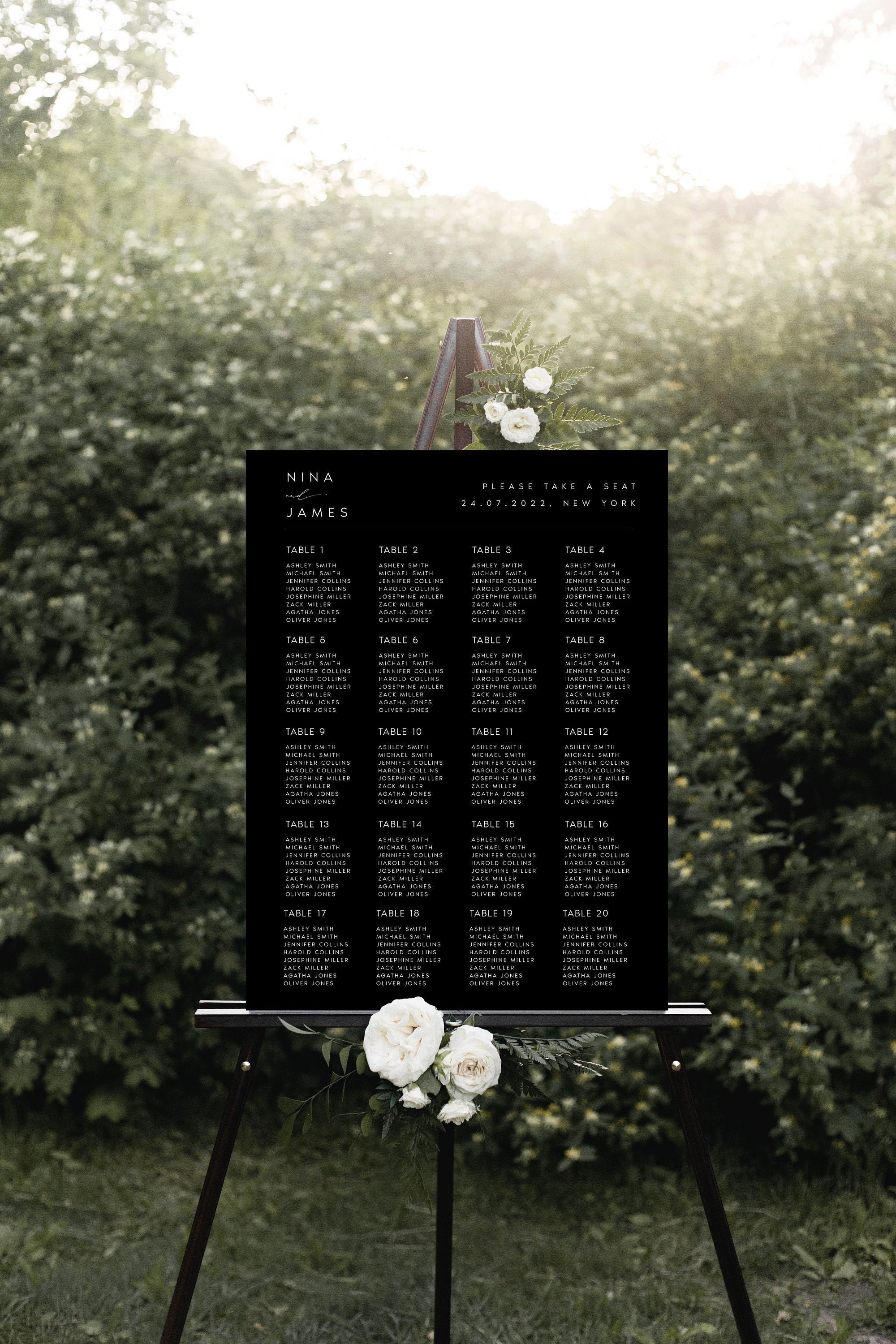 Modern Black Seating Chart Template Minimalist Editable - Etsy